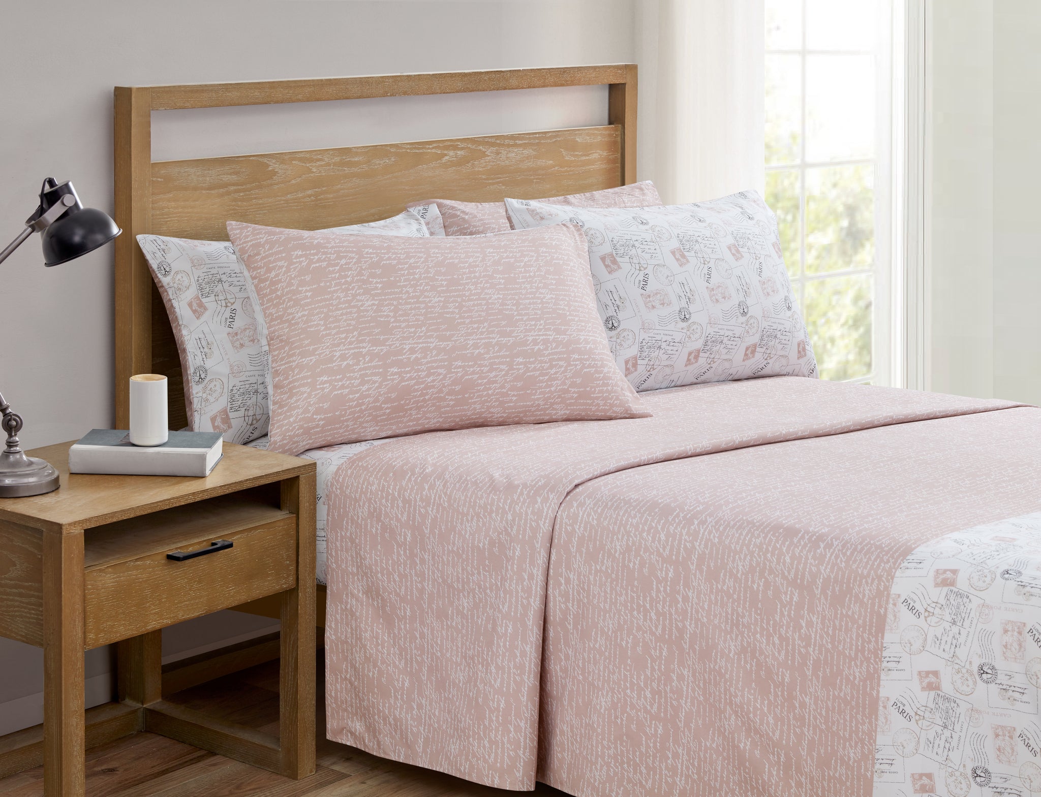 Parisian Stamp Rose 4 Piece Twin Sheet Set